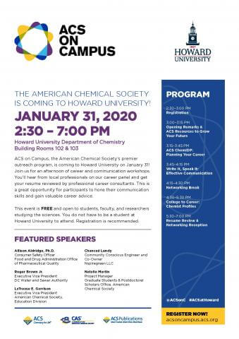 American Chemical Society Visits Campus (1/31/20) | Howard University ...